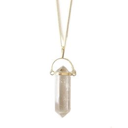 Crystal and Sage Jewelry Kette mit Anhänger Halskette mit vergoldetem Bergkristall Pendel