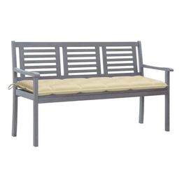 furnicato Gartenbank 3-Sitzer-mit Auflage 150 cm Grau Eukalyptusholz
