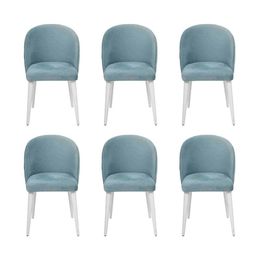 JVmoebel Stuhl Luxus Esszimmer Holz 6x Stühle blau armlos neues Design gepolsterter