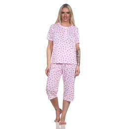 EloModa Pyjama Damen Pyjama 3/4 Hose & Shirt mit Blumenmuster; Gr. M L XL 2XL (2 tlg)