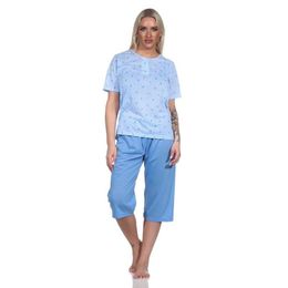 EloModa Pyjama Damen Pyjama 3/4 Hose & Shirt mit Blumenmuster; Gr. M L XL 2XL (2 tlg)