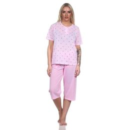 EloModa Pyjama Damen Pyjama 3/4 Hose & Shirt mit Blumenmuster; Gr. M L XL 2XL (2 tlg)