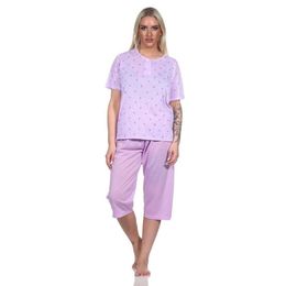 EloModa Pyjama Damen Pyjama 3/4 Hose & Shirt mit Blumenmuster; Gr. M L XL 2XL (2 tlg)