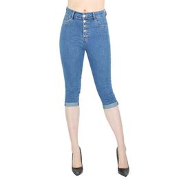 dy_mode Caprijeans Damen Capri Jeans 3/4 Jeanshose Skinny Fit Stretchjeans Push-Up Po High Waist