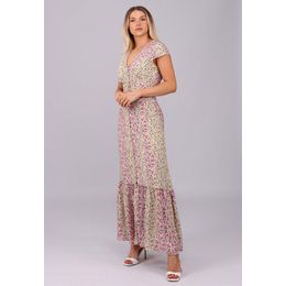 YC Fashion & Style Sommerkleid Maxikleid mit Taillenbindung Alloverdruck