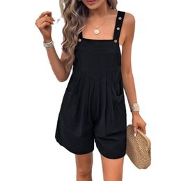 ZWY Kurzoverall Schwarz Playsuit Overalls Damen Kurzer (1-tlg) Overall-Sommer ärmellose Overall-Shorts