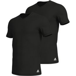 Adidas Active Flex Cotton Shirt, 2er-Pack, V-Ausschnitt, für Herren, schwarz, L