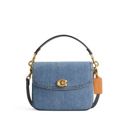 Coach Umhängetasche, Denim-Look, Emblem, für Damen, blau