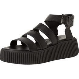 Tamaris Sandalen, Dornschließe, Leder, für Damen, schwarz, 40