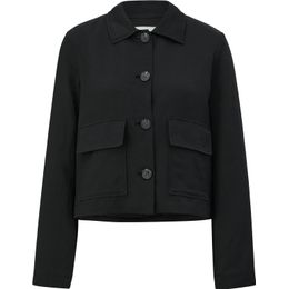 s.Oliver BLACK LABEL Kastenjacke, Leinenanteil, Pattentaschen, für Damen, schwarz, 38