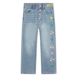 Billieblush Jeanshose, Stickereien, Kontrastknöpfe, für Kinder, blau, 128