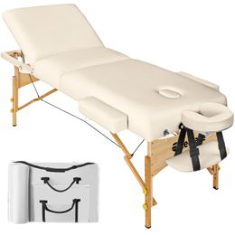 TecTake 3 Zonen Massageliege Somwang mit 7,5cm Polsterung und Holzgestell - beige