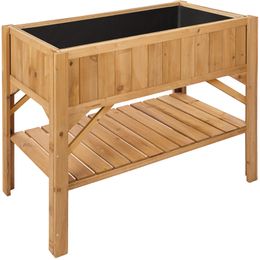 TecTake Hochbeet mit Ablage 119x53x90cm - braun