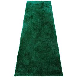 Hochflor-Läufer Bruno Banani "Dana Teppich" Teppiche Gr. B/L: 67 cm x 250 cm, 30 mm, 1 St., grün (dunkelgrün) Hochflor-Läufer