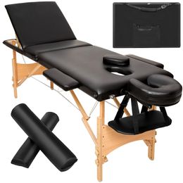 TecTake 3 Zonen Massageliege-Set Daniel mit Polsterung, Rollen und Holzgestell - schwarz