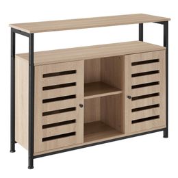 TecTake Sideboard Warrington 100x37x82cm - Industrial Holz hell, Eiche Sonoma