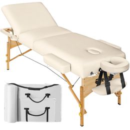 TecTake 3 Zonen Massageliege mit 10cm Polsterung und Holzgestell - beige