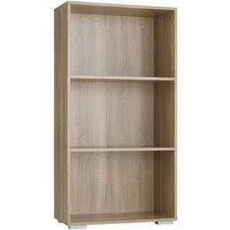 TecTake Bücherregal Lexi 3 Fächer 60x30x115cm - Holz hell, Eiche Sonoma