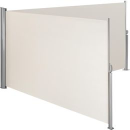 TecTake Aluminium Doppel Seitenmarkise ausziehbar mit Aufrollmechanismus - 160 x 600 cm, beige