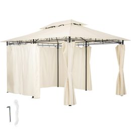 TecTake Luxus Garten Pavillon Emine 4x3m mit 6 Seitenteilen - creme