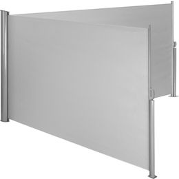 TecTake Aluminium Doppel Seitenmarkise ausziehbar mit Aufrollmechanismus - 200 x 600 cm, grau