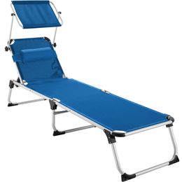 TecTake Sonnenliege Aurelie aus Aluminium, 6-stufig - blau