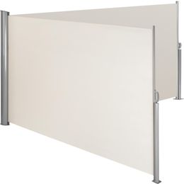 TecTake Aluminium Doppel Seitenmarkise ausziehbar mit Aufrollmechanismus - 200 x 600 cm, beige