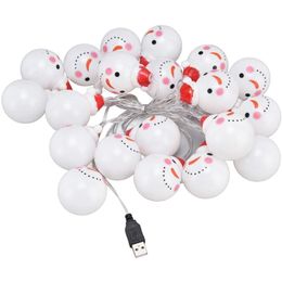 LED-Schneemann-Lichterkette, USB-Netzteil, 20 farbige Lichter, Weihnachtsdekoration, Lichterkette für Grten und Innenhfe - Eosnow