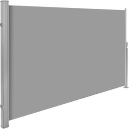 TecTake Aluminium Seitenmarkise ausziehbar mit Aufrollmechanismus - 180 x 300 cm, grau