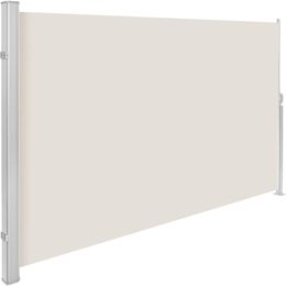 TecTake Aluminium Seitenmarkise ausziehbar mit Aufrollmechanismus - 180 x 300 cm, beige