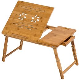 TecTake Laptoptisch aus Holz, höhenverstellbar, 55x35x26cm - braun