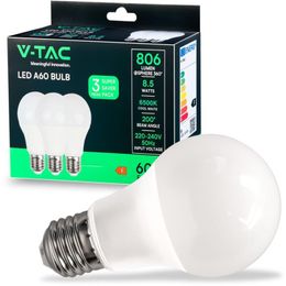 LED-Glühbirne E27 8,5W A60 6500K (Box 3 Stück) - V-TAC