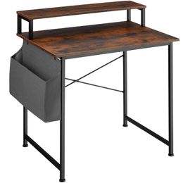 TecTake Schreibtisch mit Ablage und Stofftasche - Industrial Holz dunkel, rustikal, 80 cm
