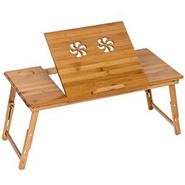 TecTake Laptoptisch aus Holz, höhenverstellbar, 72x35x26cm - braun