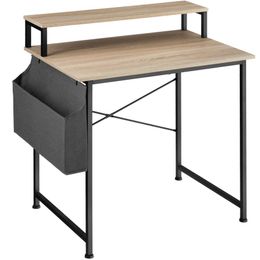 TecTake Schreibtisch mit Ablage und Stofftasche - Industrial Holz hell, Eiche Sonoma, 80 cm