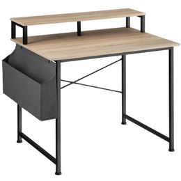 TecTake Schreibtisch mit Ablage und Stofftasche - Industrial Holz hell, Eiche Sonoma, 120 cm