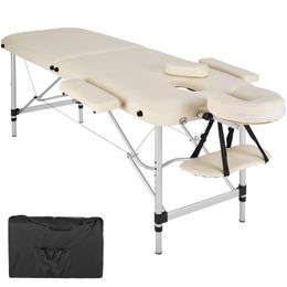 TecTake 2 Zonen Massageliege mit Polsterung und Aluminiumgestell - beige