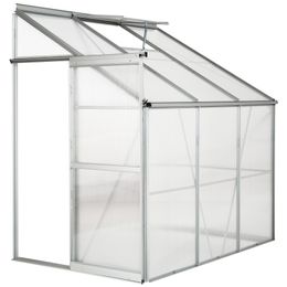 TecTake Anlehngewächshaus aus Aluminium ohne Fundament 192x128x202cm - transparent