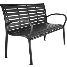 TecTake Gartenbank Pino 3-Sitzer 126x62x81,5cm - schwarz