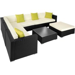 TecTake Rattan Lounge mit Aluminiumgestell Marbella - schwarz