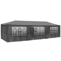 TecTake Pavillon Elasa 9x3m mit 8 Seitenteilen - grau