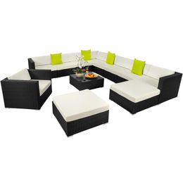 TecTake Rattan Lounge mit Aluminiumgestell Las Vegas - schwarz