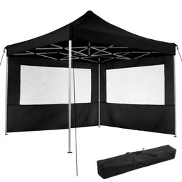 TecTake Faltbarer Garten Pavillon 3x3m mit 2 Seitenteilen - schwarz