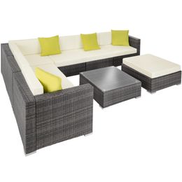 TecTake Rattan Lounge mit Aluminiumgestell Marbella - grau