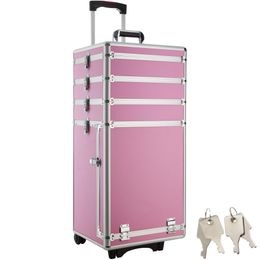 TecTake Kosmetiktrolley mit 4 Etagen - pink