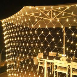 Led Lichternetz Außen und Innen mit 8 Leuchtmodi Lichterkette Netz IP44 Wasserdicht für Weihnachten Halloween Garten Hochzeitsfeier Warmweiß 3x2M