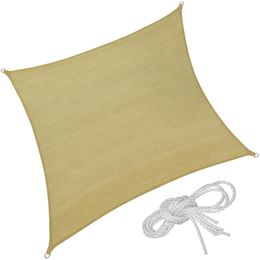 TecTake Polyethylen Sonnensegel quadratisch beige - 300 x 300 cm