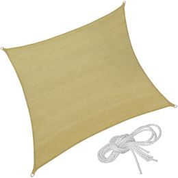 TecTake Polyethylen Sonnensegel quadratisch beige - 500 x 500 cm