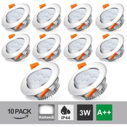 VINGO - 10X led Einbaustrahler Spot Set Kaltweiß 3W Einbauleuchte Deckenleuchte Strahler IP44 3W - Silber