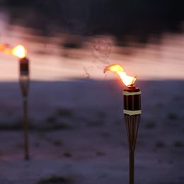 10x Gartenfackeln Set Lampen Fackeloel Docht 90cm Bambus Ölfackeln für draußen Lampenöl für fackeln Flammen Feuer Party Deko - VINGO